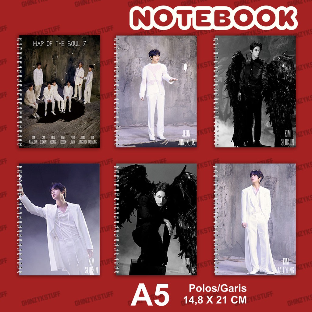 Cuaderno A5 14.8x21 cm KPOP BTS cisne negro Jimin Jungkook Jin Rap ...