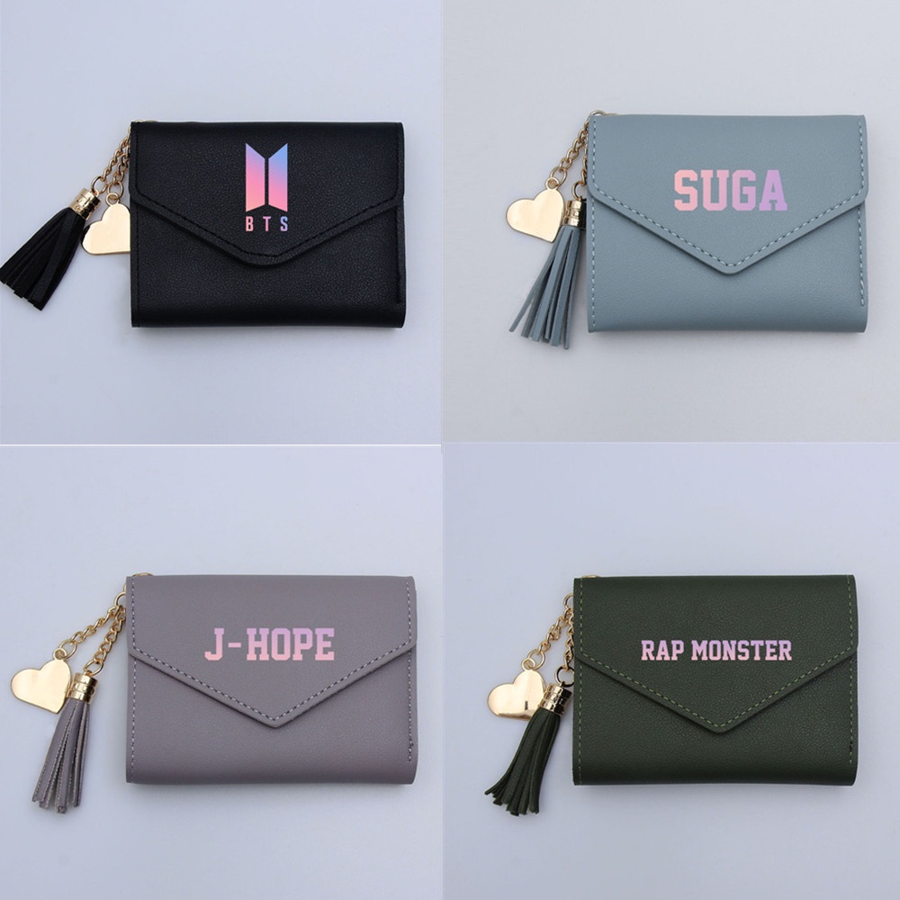 BTS wallet El Nuevo Bolso De Tarjeta Lindo Borla Bolsa Estudiante Corto ...