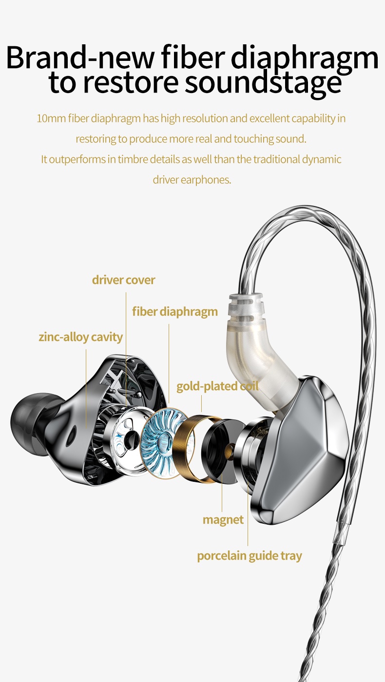 BLON BL-07 BL07 In Ear Earphones 10mm Fiber Diaphragm HIFI Headphone DJ Monitor Headset Noise ...