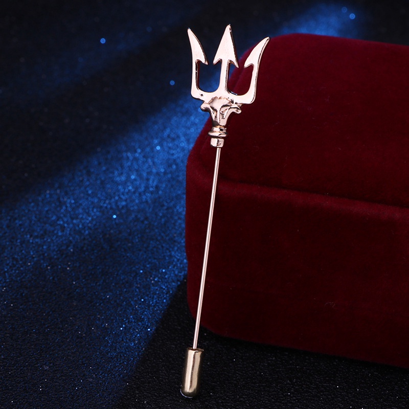 Pin Tridente De Moda De Oro Plata Bullying Trident Tide People A Word Broche Largo Para Hombres ...