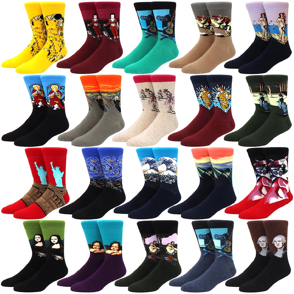 Calcetines De Algodón De Los Hombres Noche Estrellada Invierno Retro ...