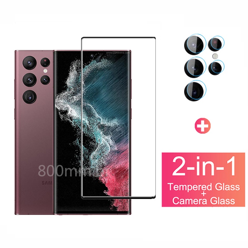 Mica Protector de Pantalla Vidrio Cristal Templado 9D 2 En 1 Para Samsung S22 Ultra 5G S22 S21 ...