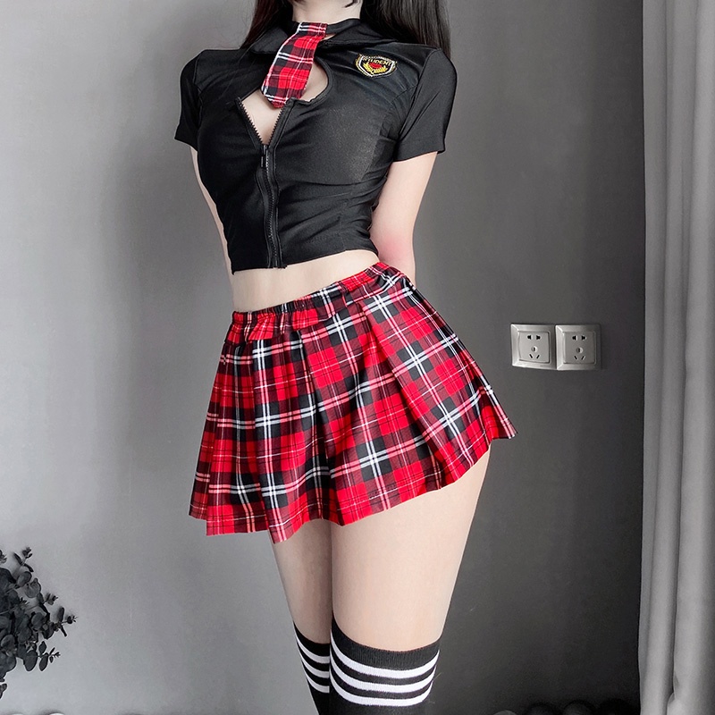 Conjunto De Uniforme De Cosplay De Colegiala Japonesa Sexy JK Bordado Plisado Traje De Juego De ...
