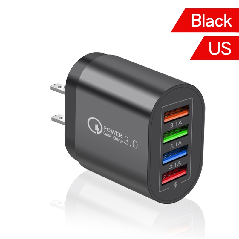 JTKE Cargador USB De 4 Puertos, De Pared Qc3.0 48W Adaptador De Carga Rápida | Shopee México