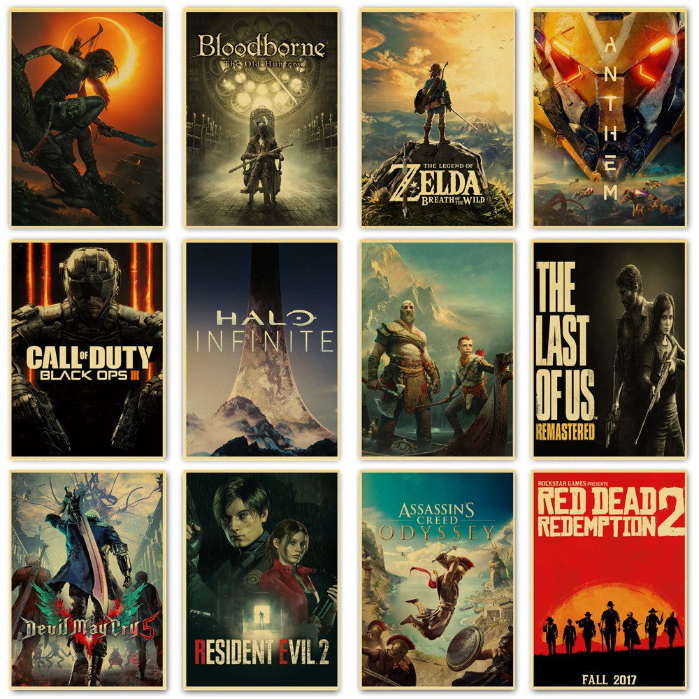 Serie De Juegos Pósters retro De Papel kraft Para Decorar Barras ...