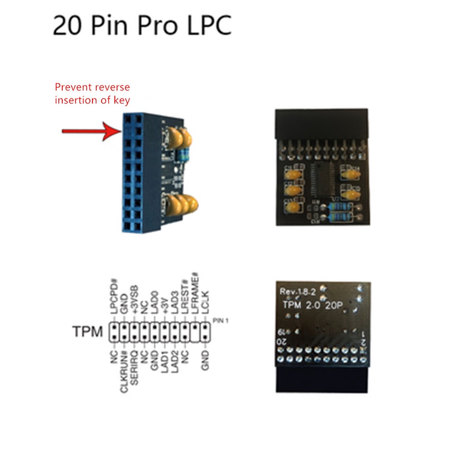 20pin Pro Lpc Tpm 2.0 Módulo De Seguridad Asus Tpm-L R2.0 Aom-Tpm-9665V ...