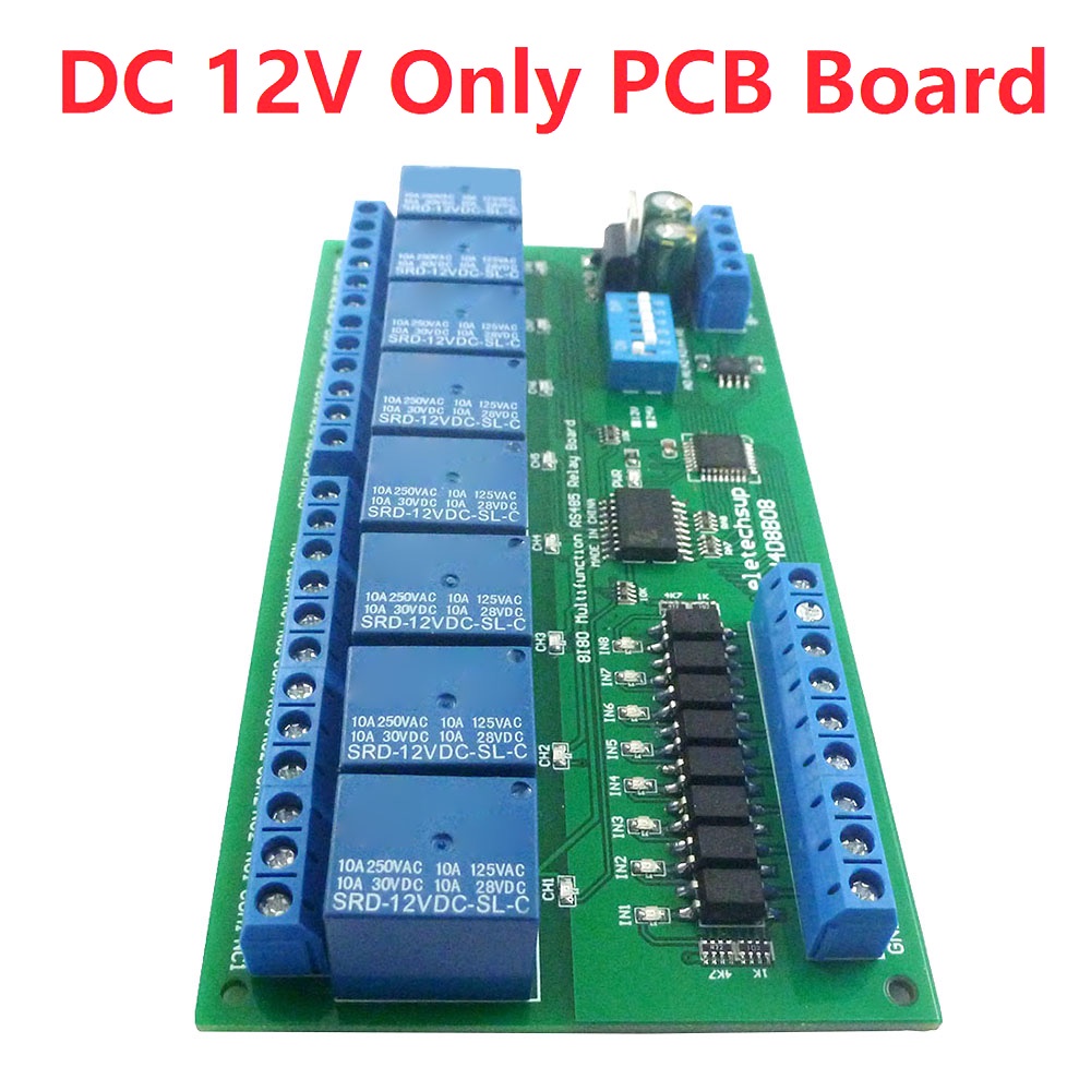 DIYMORE DC 12V 24V 8 Entradas Aisladas Y 8 Salidas DIN35 C45 Caja De Carril UART RS485 Módulo De ...