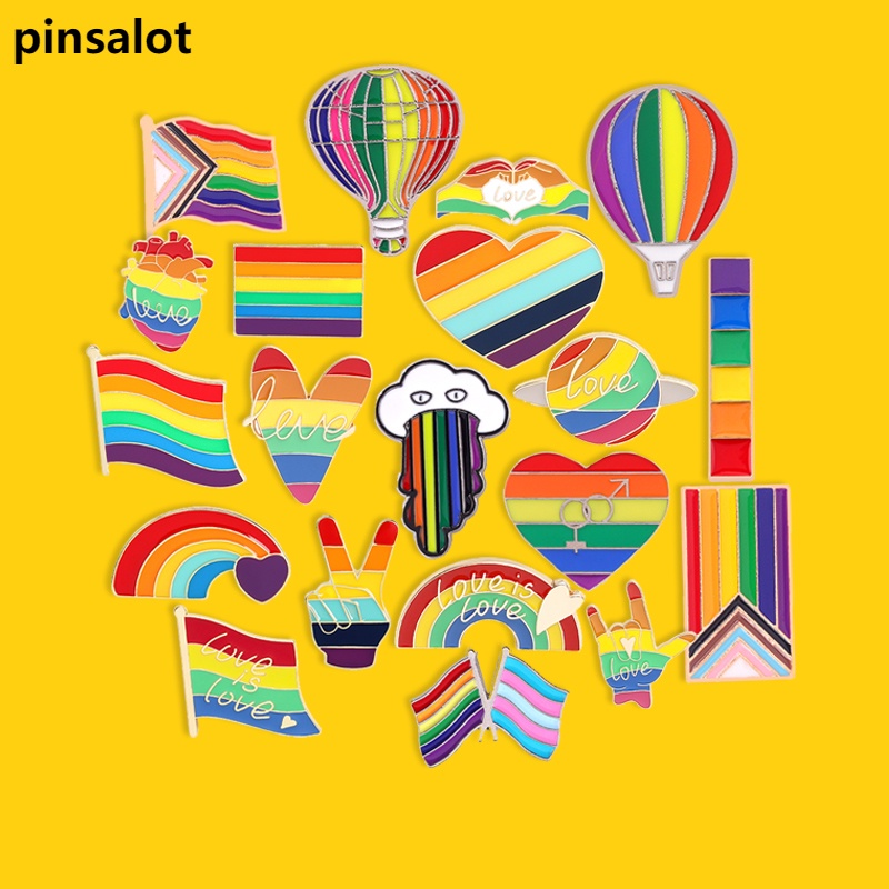 Pins De Esmalte Arco Iris De Colores Globo De Aire Caliente Corazón ...