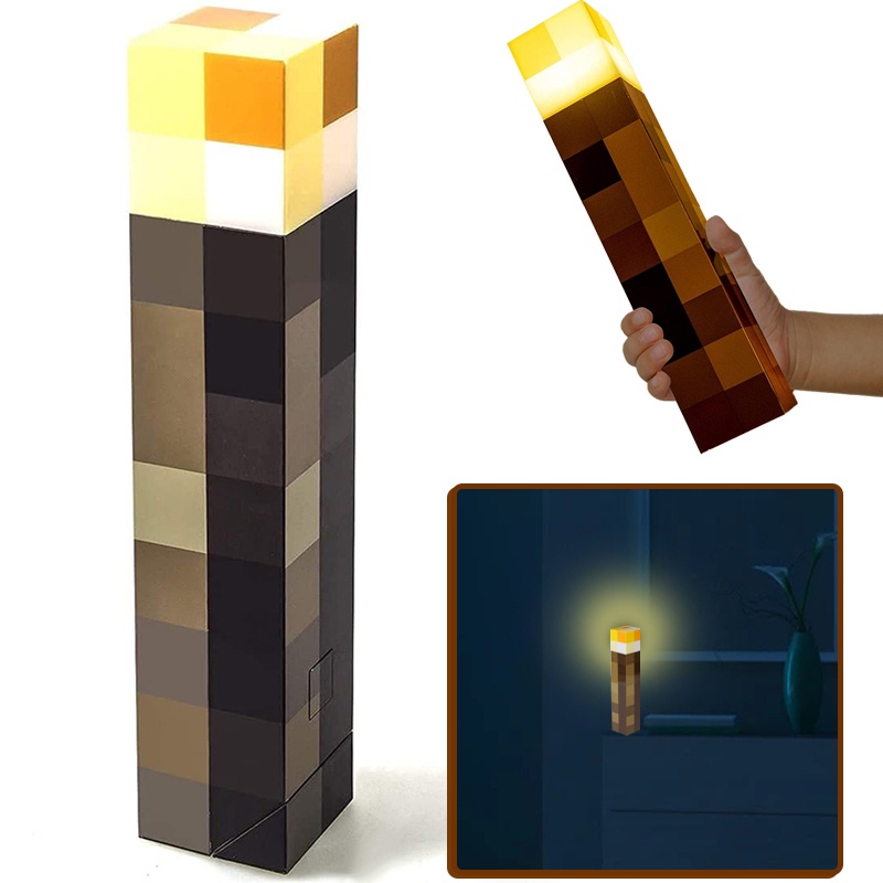Minecraft Luz De Noche Creativa Novedad Antorcha Estatua Luces LED ...