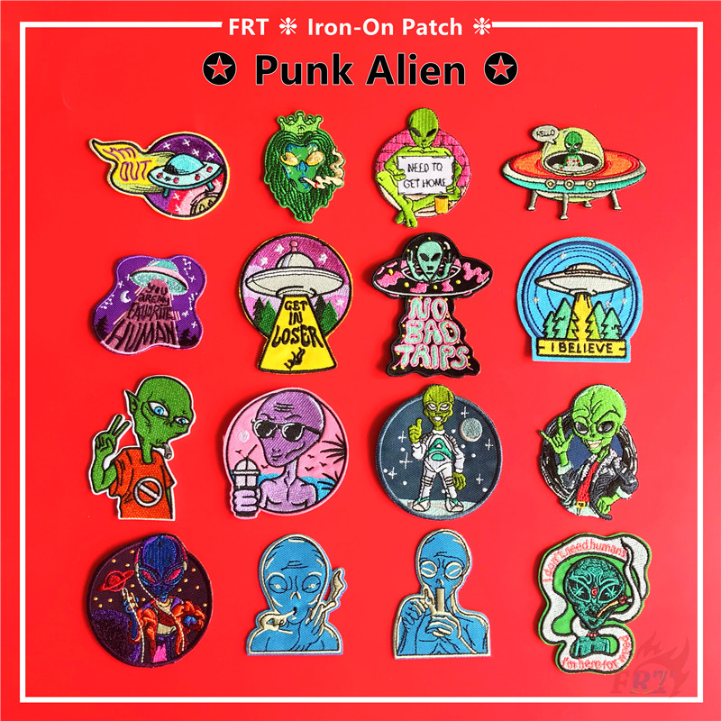 Punk Alien-No Necesito Humanos Parche De Hierro 1Pc UFO DIY Coser En ...