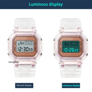 reloj mujer Luminoso Cuadrado Transparente Digital Reloj Impermeable ...