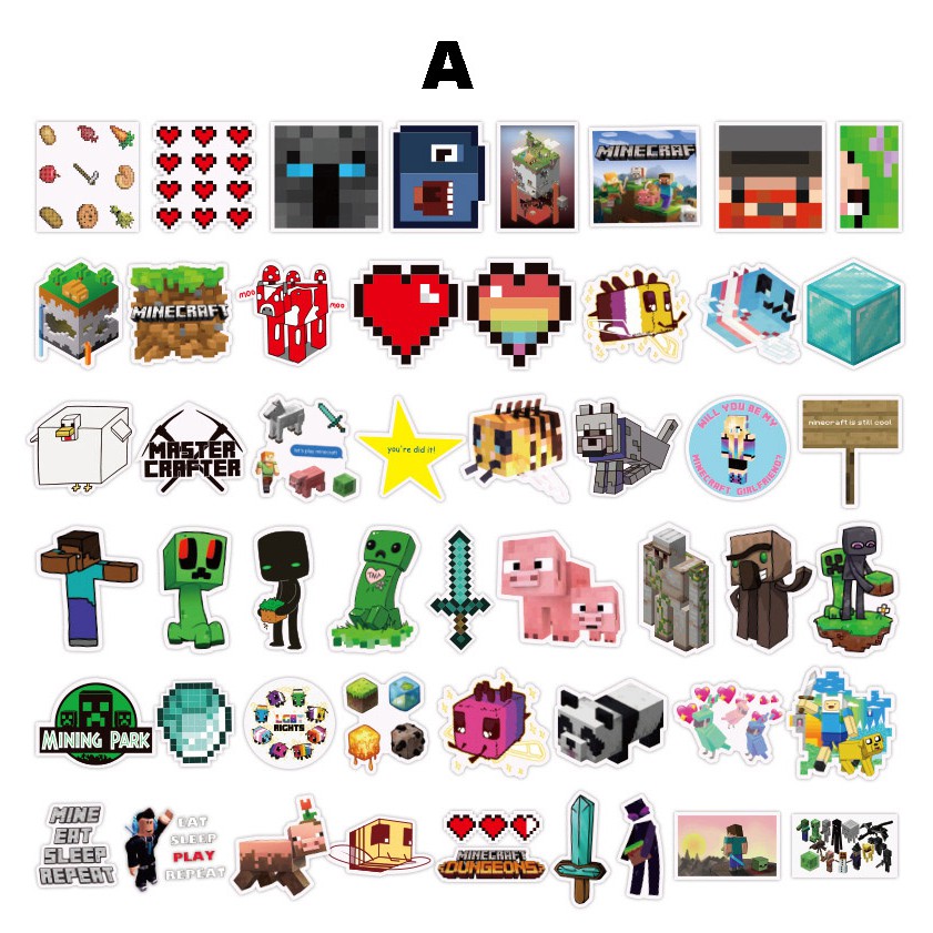50 Pegatinas Impermeables De Dibujos Animados De Minecraft Para ...