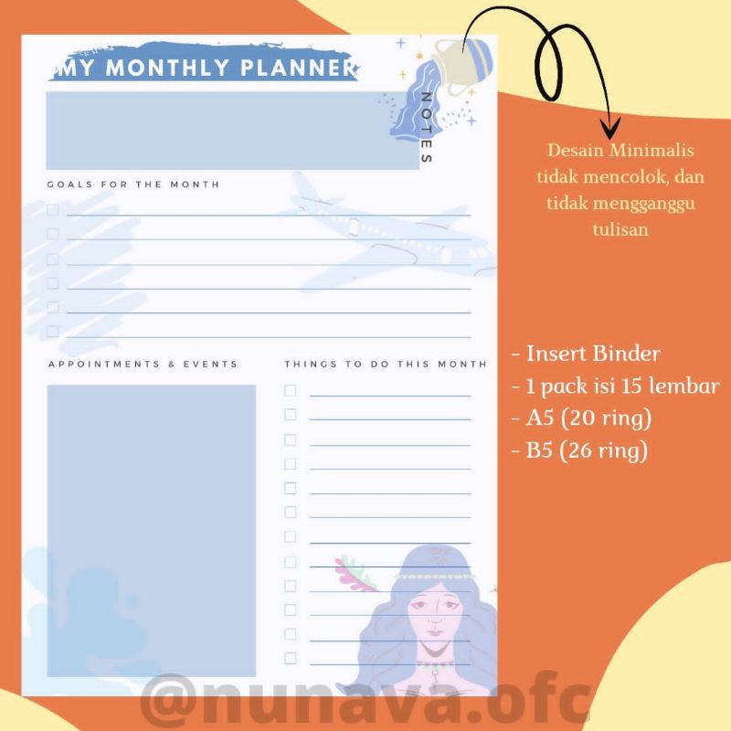 Planificador mensual / diario mensual / lista para hacer / carpeta A4 ...