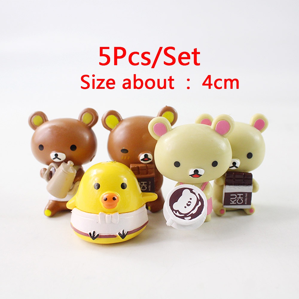 5 Unids/Set 4cm Japón Anime Q Versión Rilakkuma Oso Conejo Pollo Kawaii ...