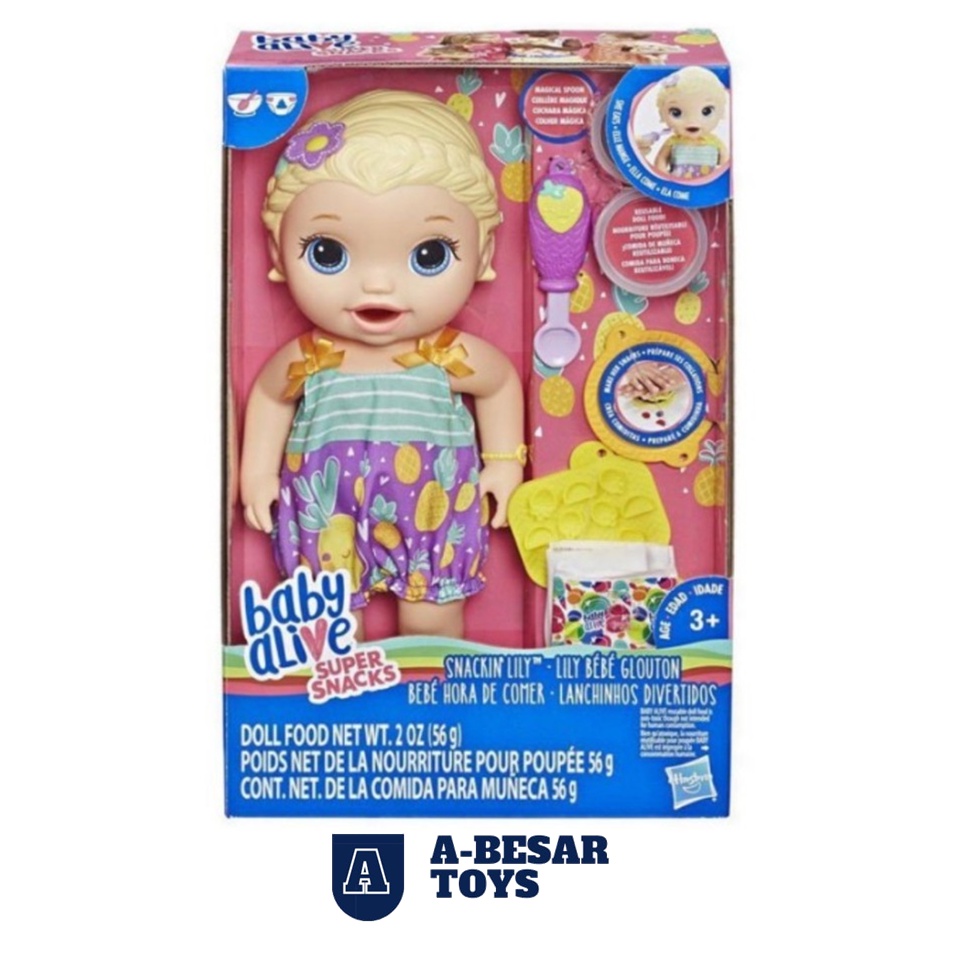 Baby Alive Snackin Lirio Pelo Rubio Comer Y Caca HASBRO | Shopee México