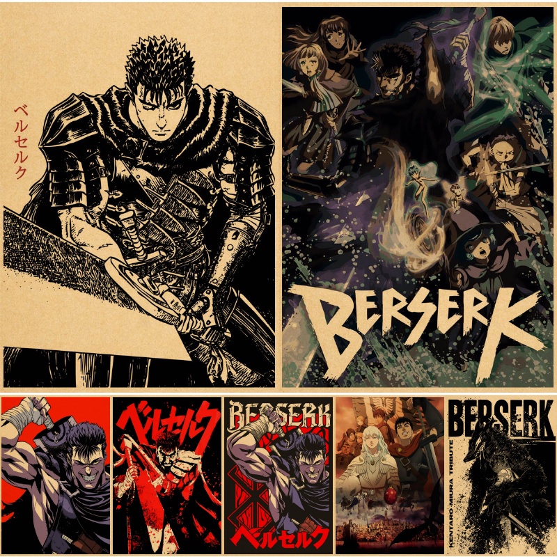 Póster De Anime Clásico Berserk Retro De Papel Kraft Swordsman Pósters ...