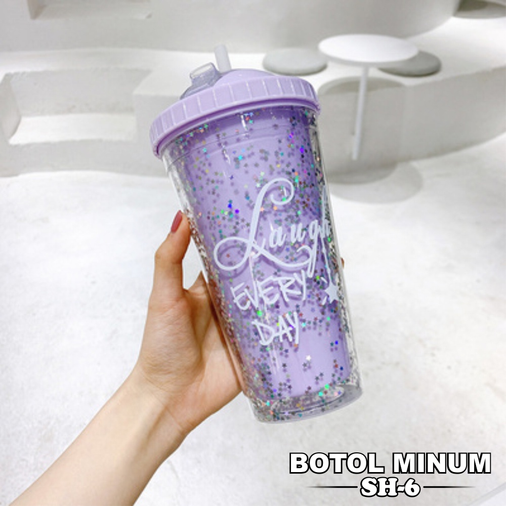 Glitter Tumbler Cups Blink 450ml Paja Agua Botella De Vidrio Tumblr Cute Straw Drinking | Shopee ...