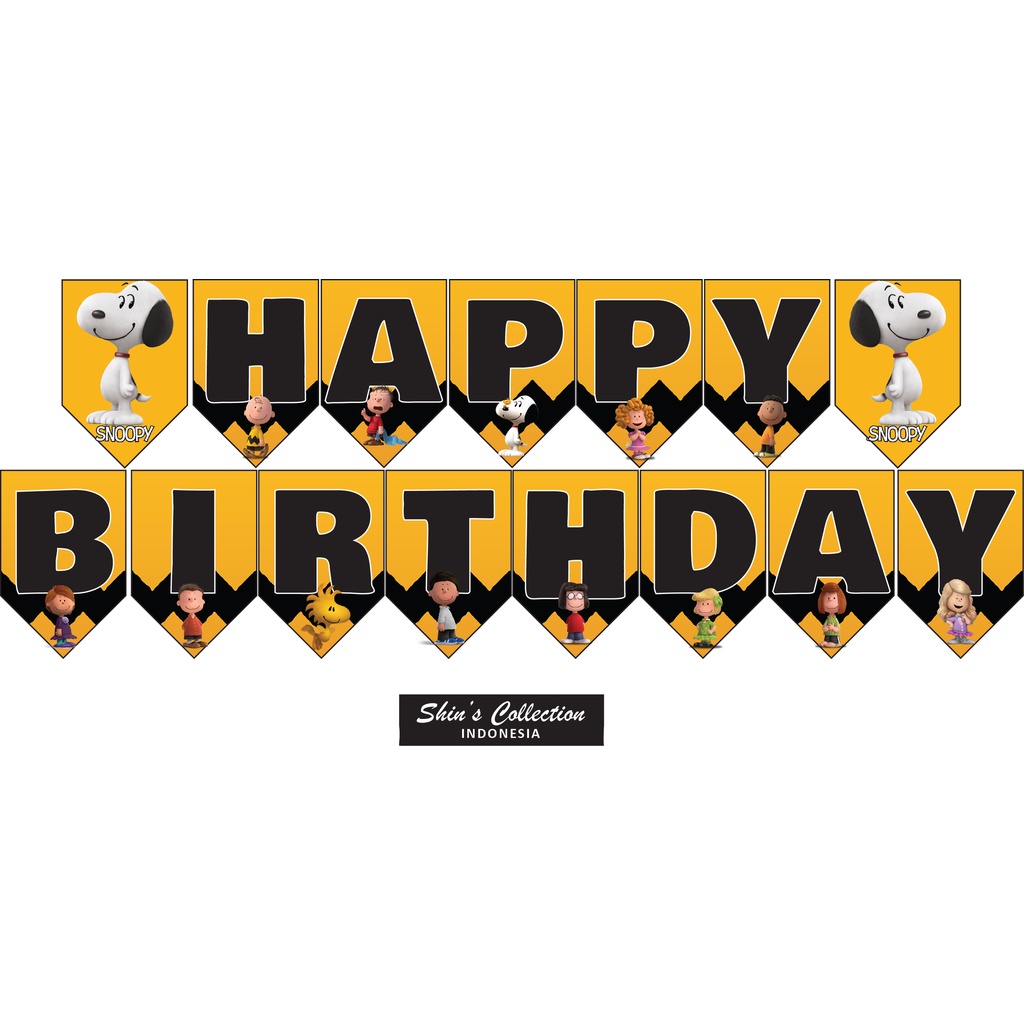 Bandera bunting Guirnalda Feliz Cumpleaños Snoopy Y peanut set | Shopee ...