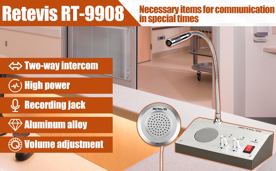 Retevis RT-9908 Sistema De Intercomunicación De Doble Vía De Ventana ...