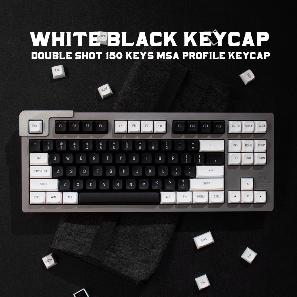 Doble Tiro 150 Teclas MSA Perfil Keycap Blanco Negro ISO Enter 7U Barra ...
