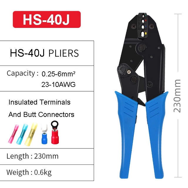 HS-40J Trinquete terminal Crimping Herramienta Alicates Crimpador ...