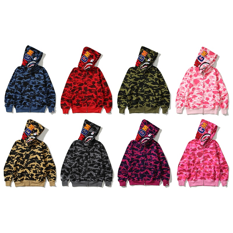 [Stock Listo] BAPE Shark Head Camuflaje Sudadera Con Capucha Moda Manga ...