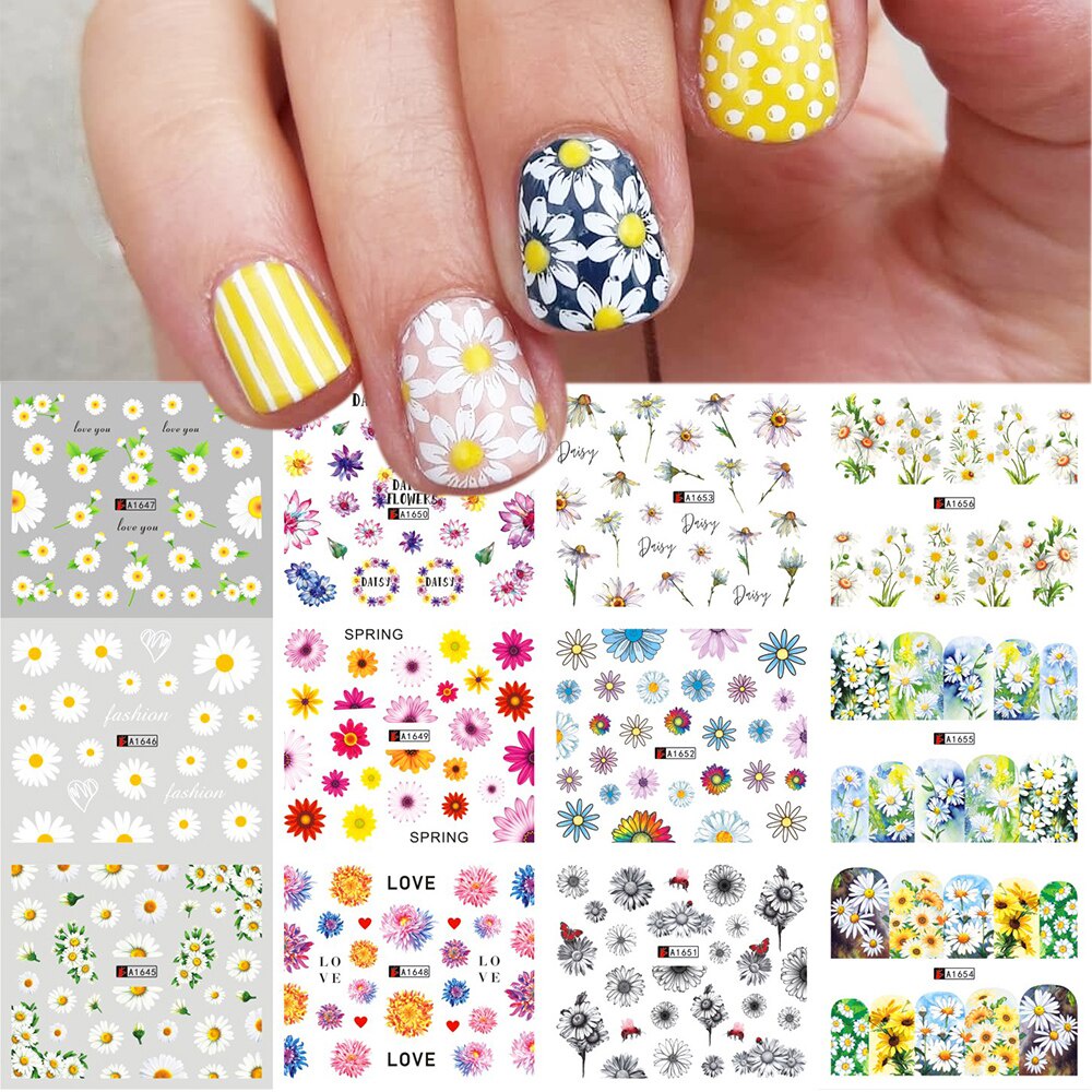 12 Uds. Pegatinas de flores de primavera, calcomanías de girasoles para ...