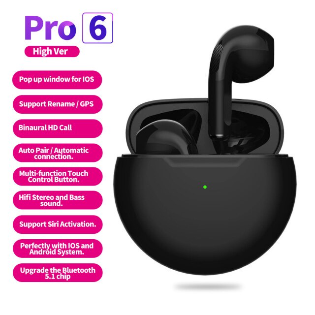 Pro 6 TWS Auriculares Bluetooth Con Micrófono Deportivos Música ...