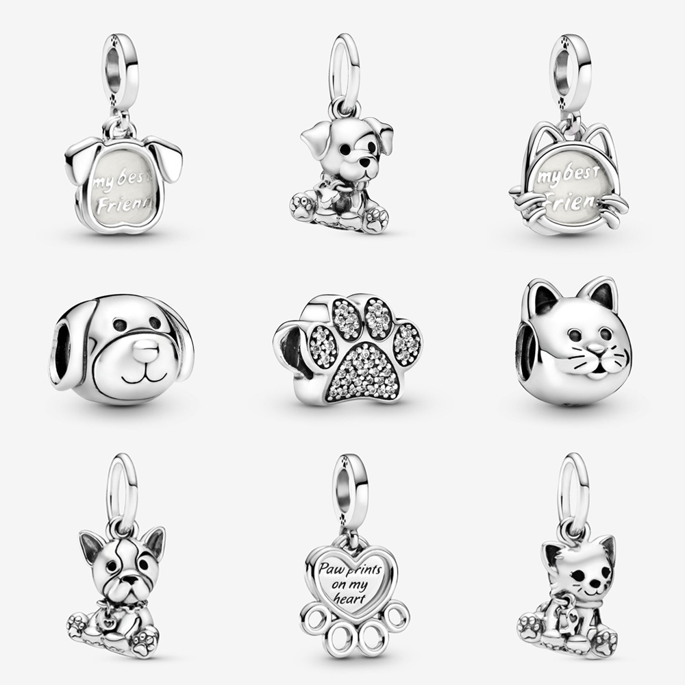Charms Original Plata Esterlina 925 Encanto Perro Cachorro Gato Pata ...