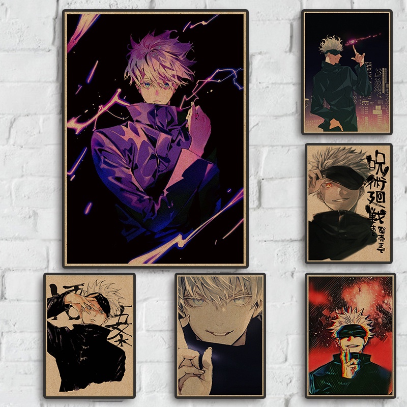 Anime Japonés Vintage Jujutsu Kaisen Gojo Satoru Póster Retro Papel ...