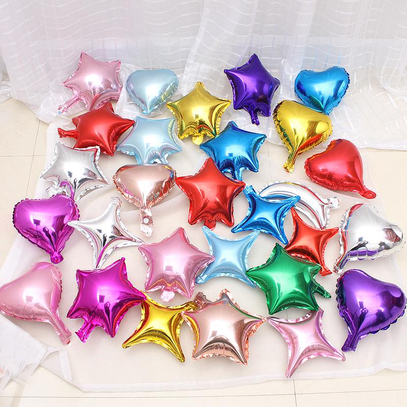 50 Unids/Lote Globo De Papel De Aluminio Estrella Corazón Luna ...