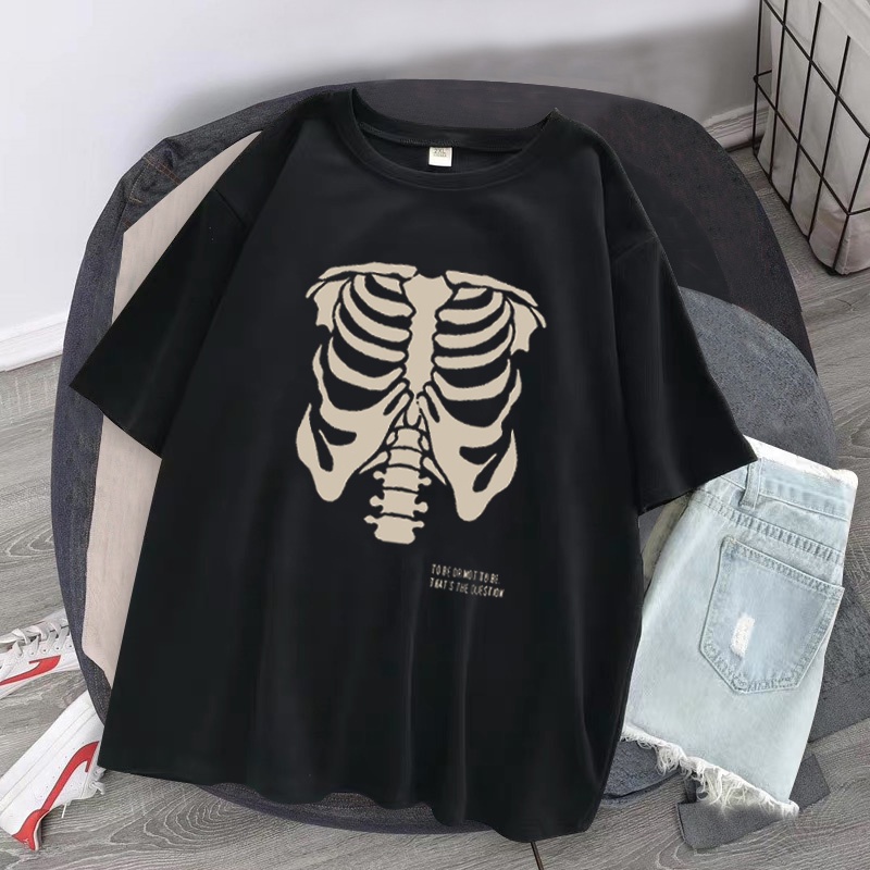 Hip hop Funny Graphic Skeleton Bone Print T shirt Men/Women Punk ...