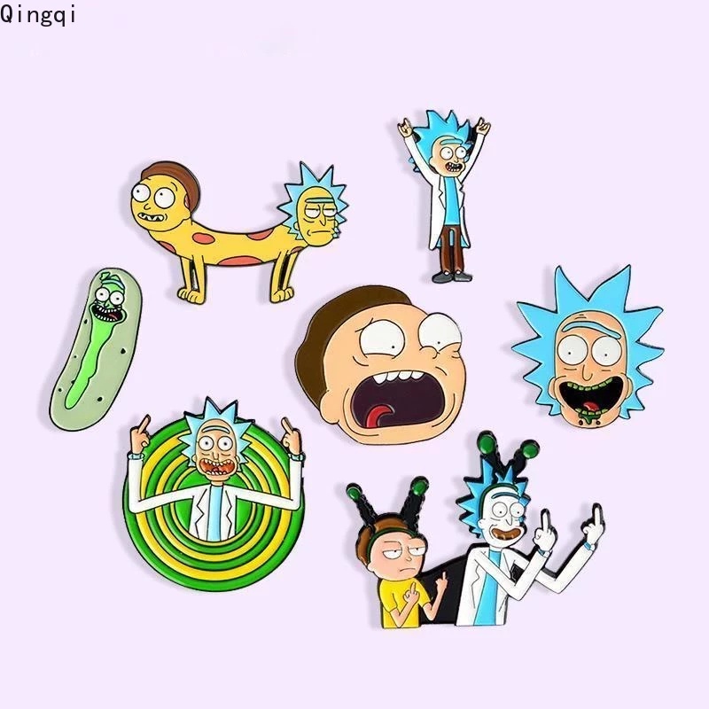 Clásico Divertido Rick and Morty Pepino Esmalte Pin Genio Científico ...