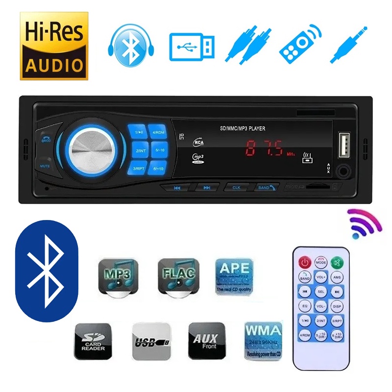 Auto Estereo Reproductor Mp3 1 Din Con Bluetooth Y Auxiliar Para Auto 8013 | Shopee México