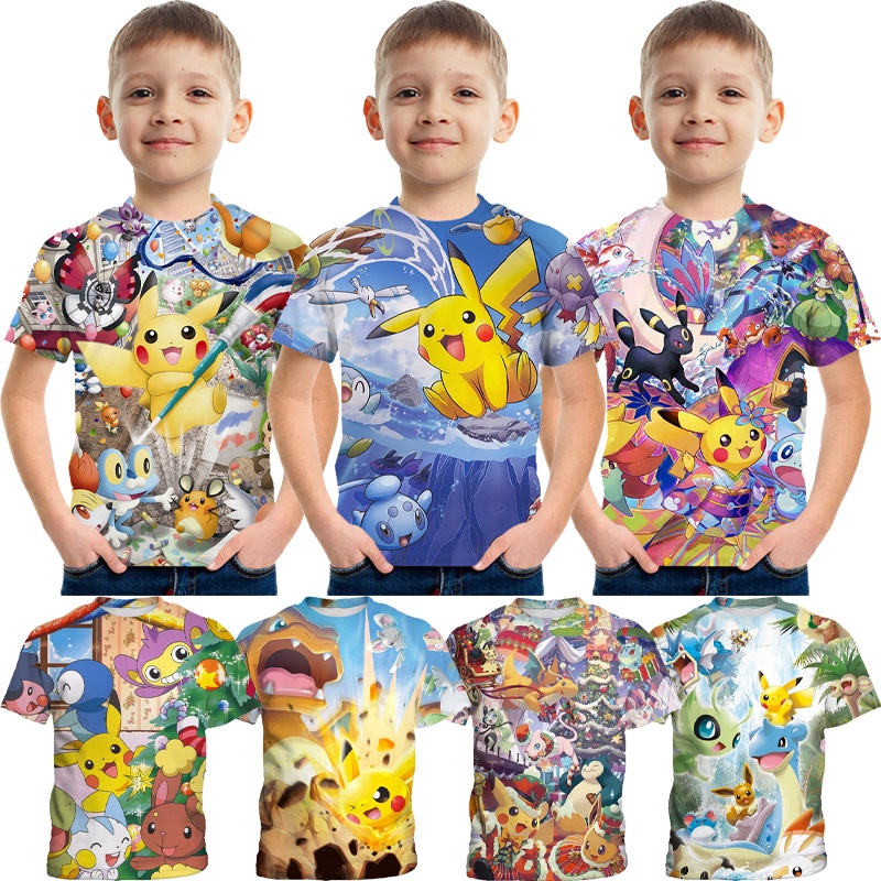 Niños Camisas De Moda Pokemon 三维 Impresión De Manga Corta Camiseta ...