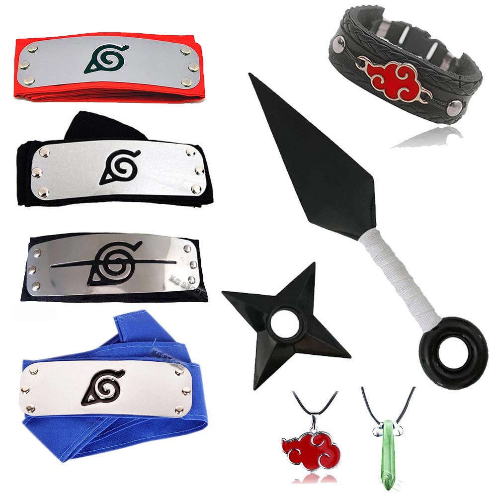 Naruto Bandana Kit Aldea Hoja Itachi Renegado Konoha Kunai Shuriken ...