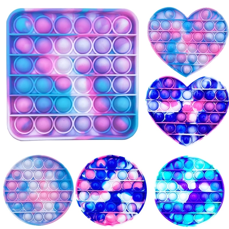 2021 New Colorful Pop It Push Bubble Fidget Toys Stress Relief Toy Antistress PopIt Soft Among ...