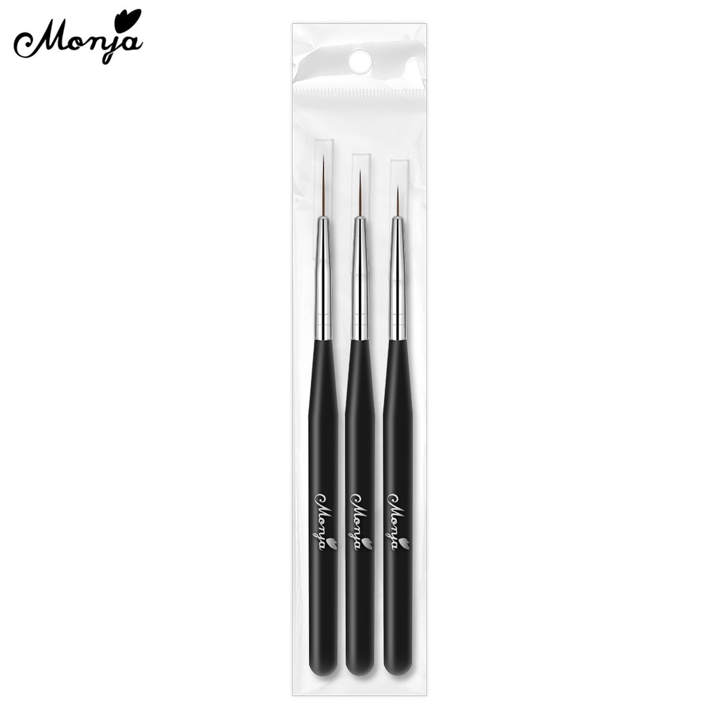 Monja 3 Piezas/Set 8/12/17mm Nail Art Liner Pincel De Pintura Rayas ...