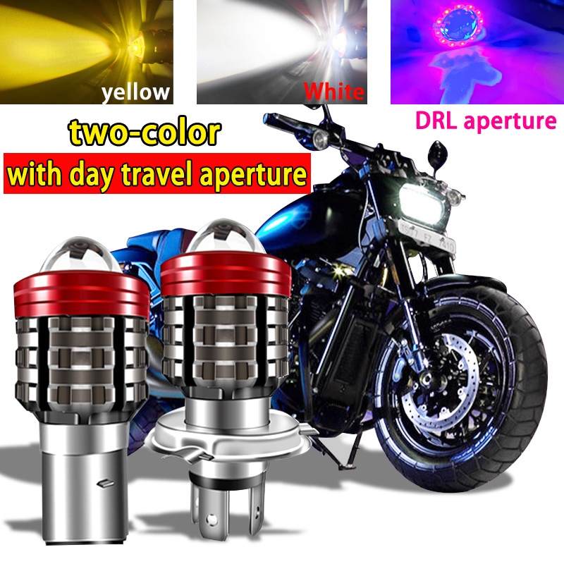 Foco Led Para Moto H4 BA20D Alta Y Baja La Motocicleta LED Faros 4 Modo ...