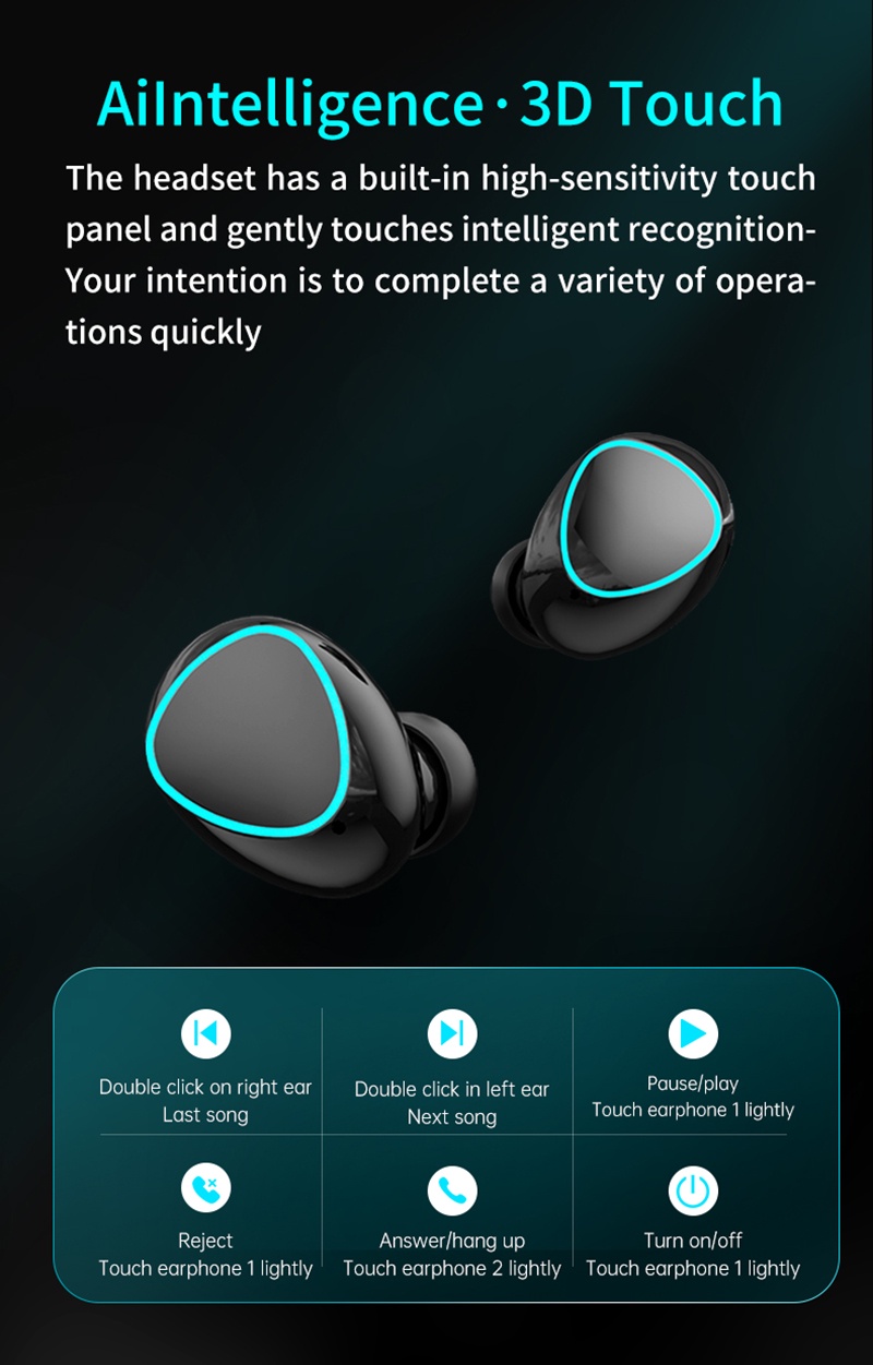 M22 TWS Wireless Earphones For Girls Bluetooth Headphones 9D Stereo ...