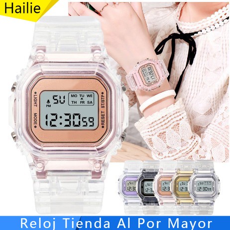 reloj digital con esfera cuadrada transparente transparente para ...