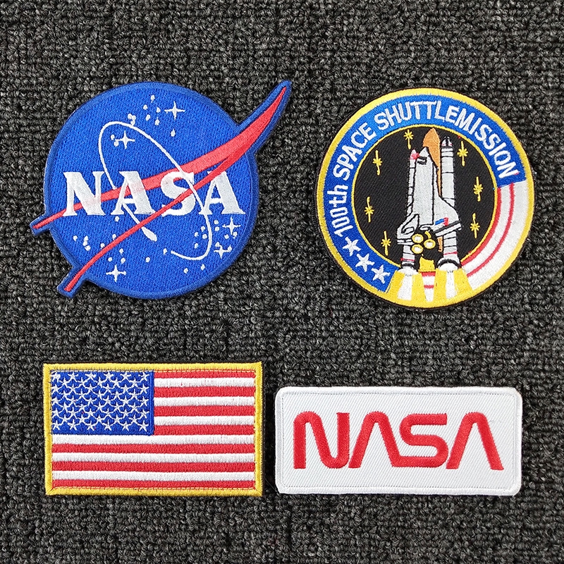Pegatinas De Tela Bordadas Brazaletes De Velcro Ee.Uu. Nasa Insignias ...