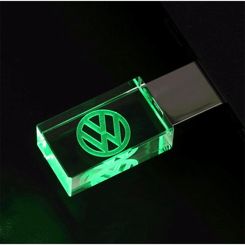 Ready Stock 】 Unidad Flash USB Cristal Iluminación LED VW Logotipo Del ...