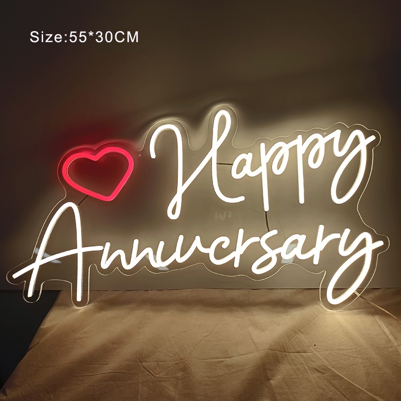 Feliz Aniversario Letrero De Neón Personalizado LED Luces Para ...