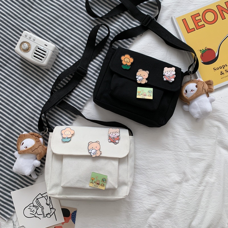 Bolsa de lona mujer 2023 nueva y encantadora bolsa japonesa Harajuku ...