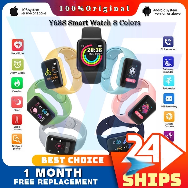 Macaron Y68 D20 Reloj Inteligente De 1.44 Pulgadas A La Moda 8 Colores ...