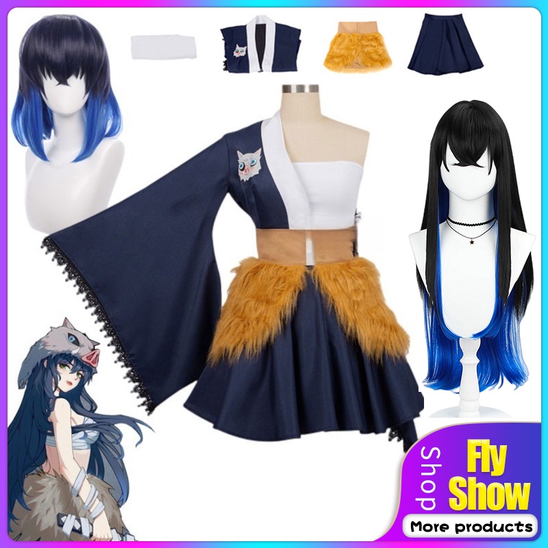 Anime Demon Slayer Hashibira Inosuke Cosplay Disfraz Vestido Largo ...