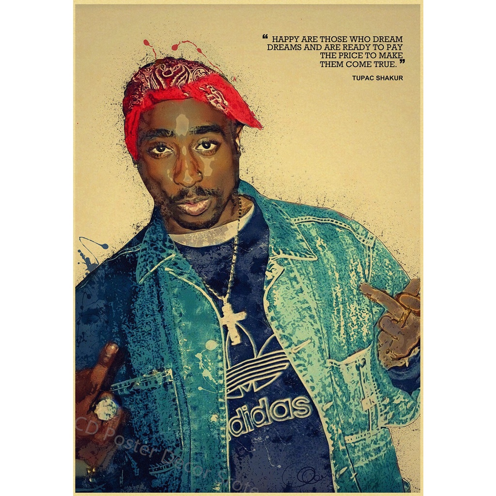 Hip Hop Singer Tupac Póster Retro Papel Kraft 2PAC Prints Posters ...