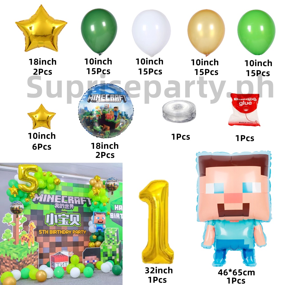 74 Unids/Set Minecraft Globos De Papel De Aluminio Con Temática De 1 A ...