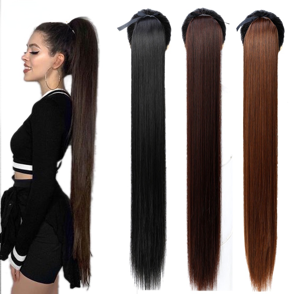 75cm Extensiones De Cola De Caballo Postizas Con Cordón Recto Largo ...